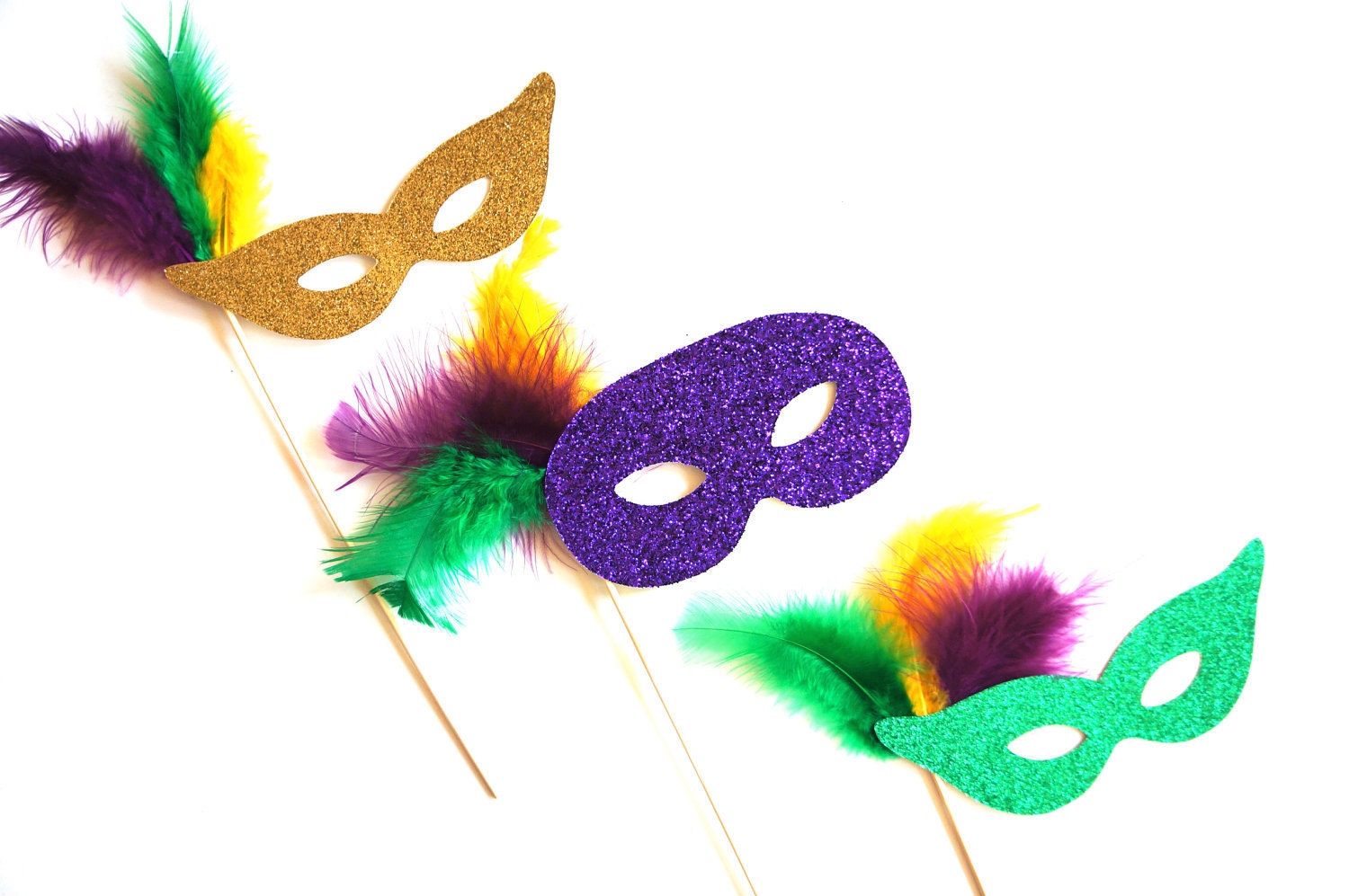 Photo Booth Props Glitter Mardi Gras Masks Set of 3 - Etsy