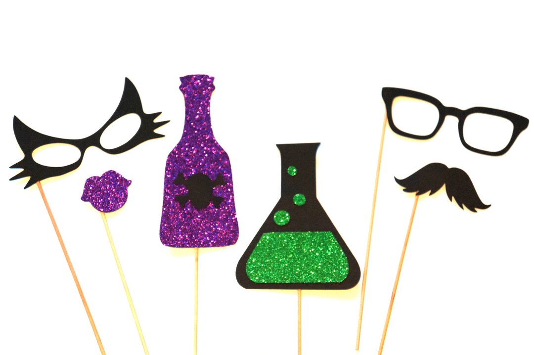 Halloween Photo Booth Props - 6 Piece Set - GLITTER Photobooth Props ...