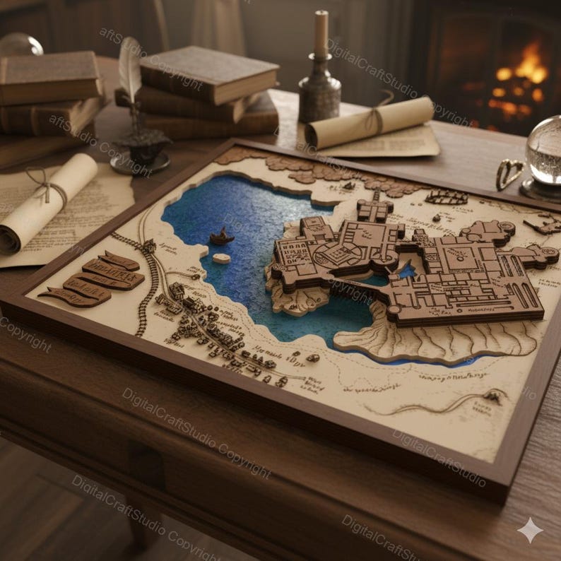 Wizarding World Castle Map Laser Cut File SVG, Magical Wall Decor ...
