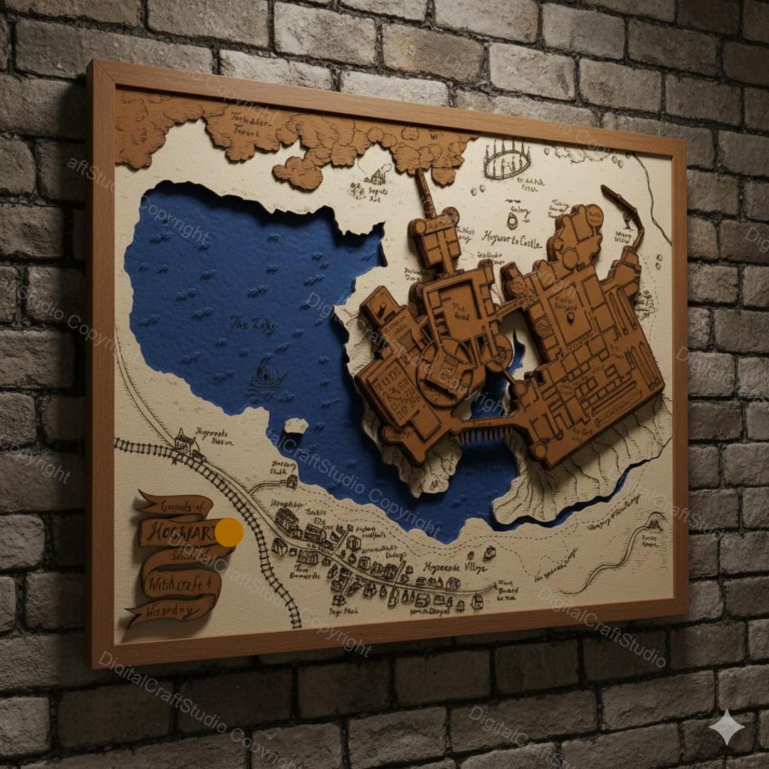 Wizarding World Castle Map Laser Cut File SVG, Magical Wall Decor ...