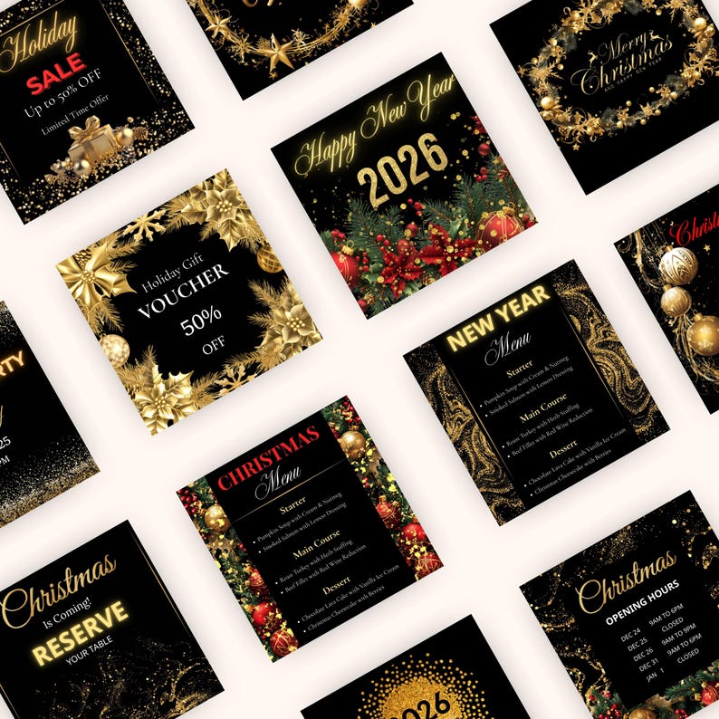 12 Christmas & New Year Canva Templates | Social Media Posts for ...