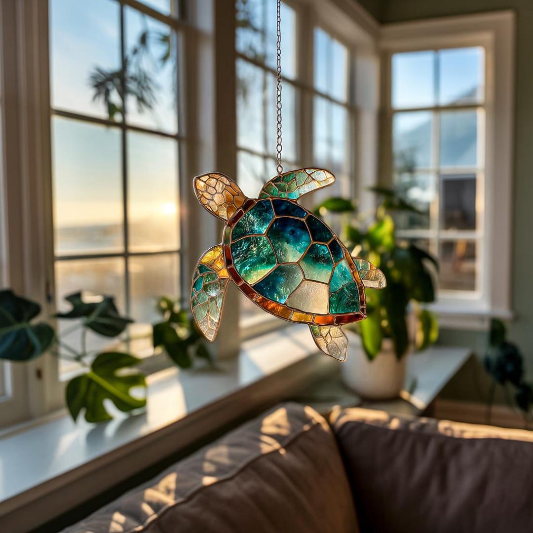 Sea Turtle Sun Catcher Acrylic , Window Hanging, Ocean Inspired Light ...