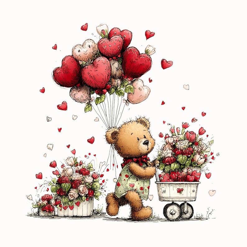 Valentine Teddy Bear Clip Art: Cute Teddy With Heart for Valentines ...