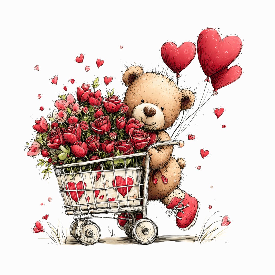 Valentine Teddy Bear Clip Art: Cute Teddy With Heart for Valentines ...