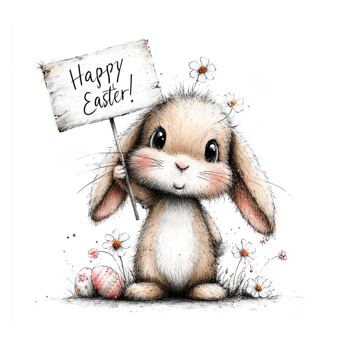 Happy Easter Bunny Clipart Bundle: Whimsical Festive Rabbit Clipart ...