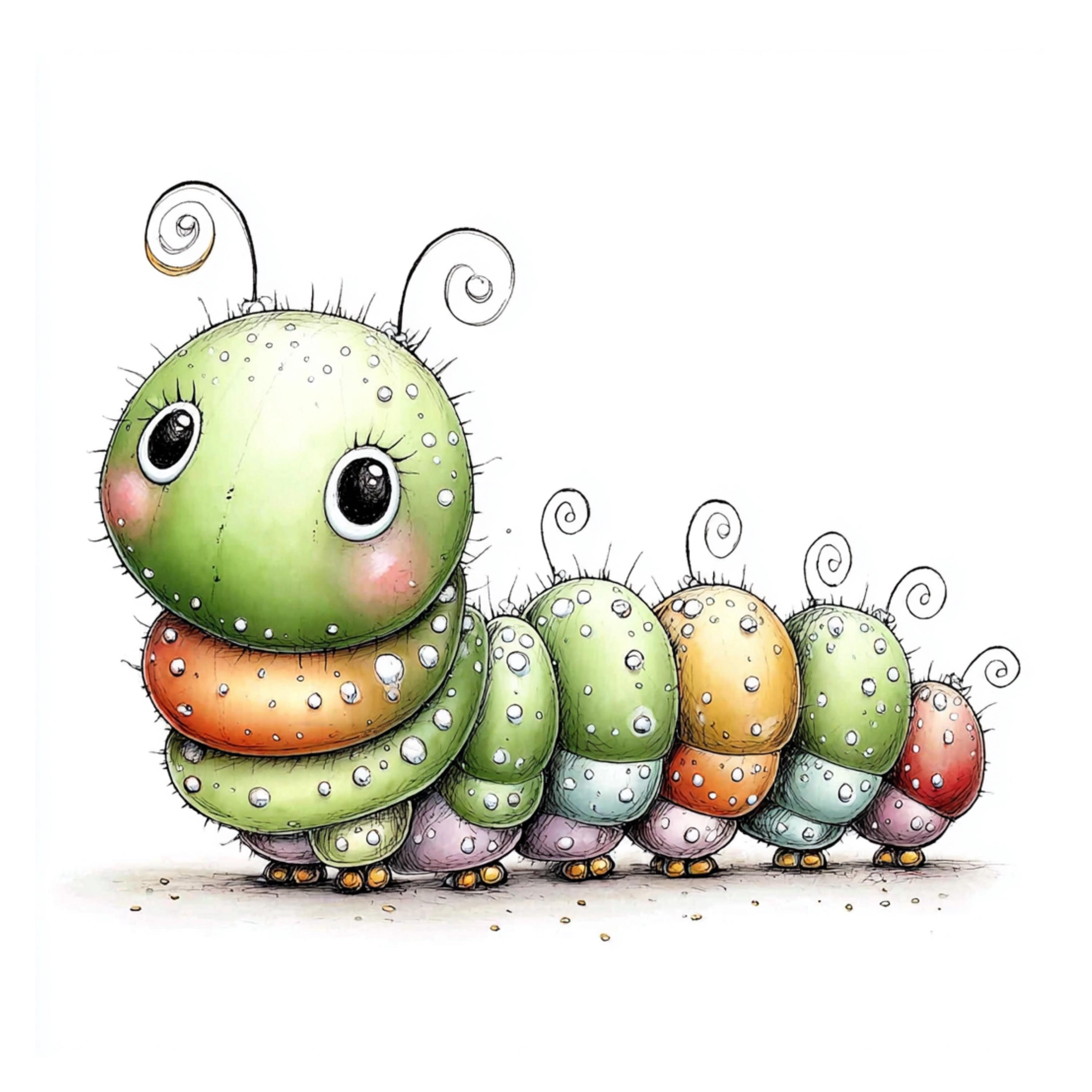 Whimsical Caterpillar Clipart: Spring Floral Bug Art for Crafts ...