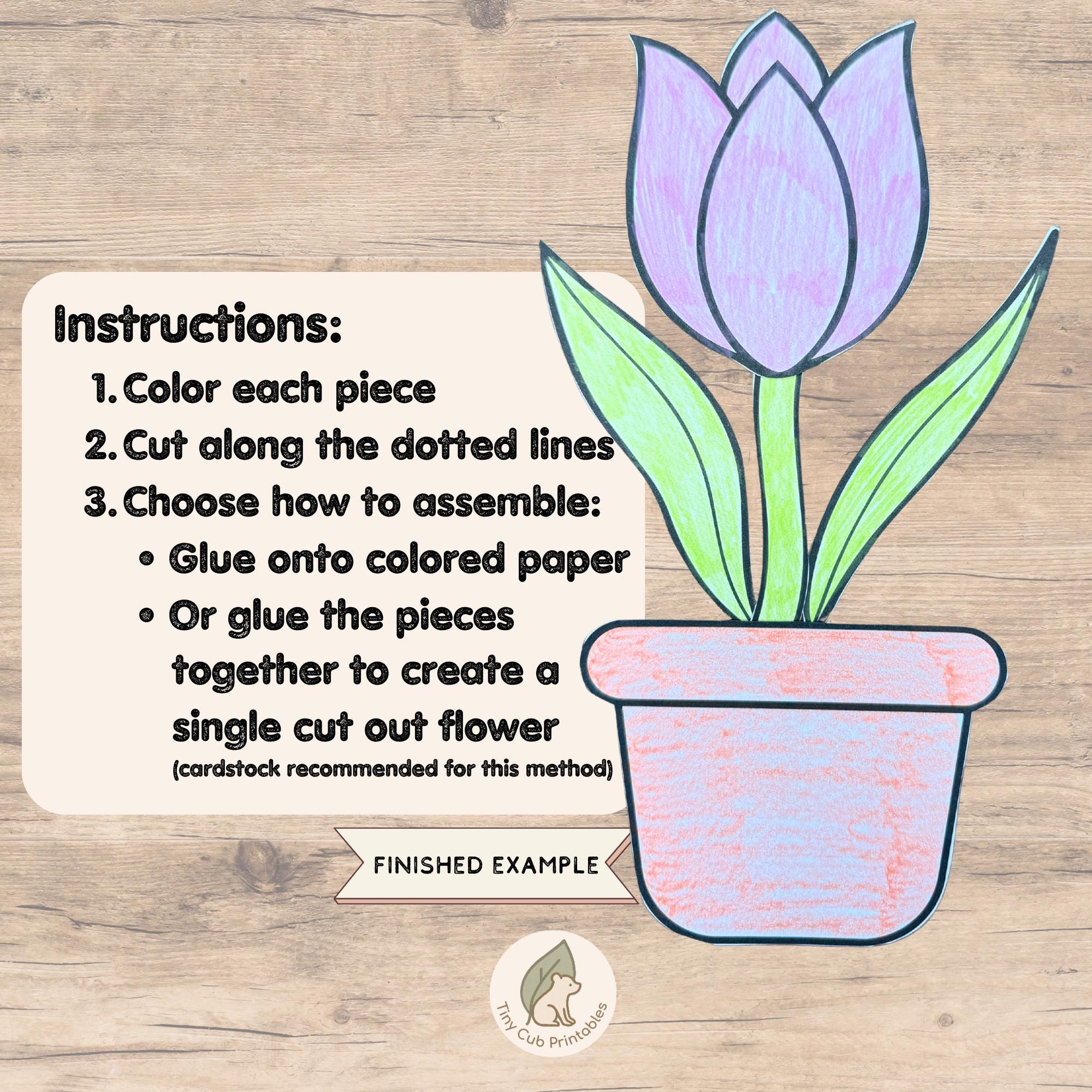 Tulip Flower Craft for Kids | Spring Cut and Paste Activity | Printable ...