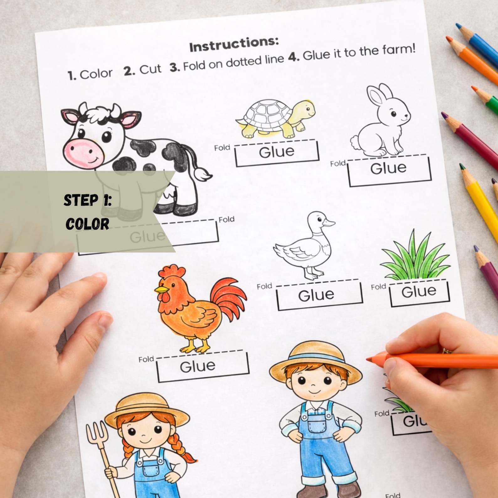 Build a Farm Cut and Paste Craft | Diorama Printable Activity (PDF ...