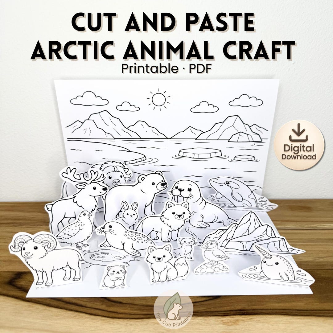 Arctic Animals Craft Printable | Cut and Paste Arctic Animal Activity ...