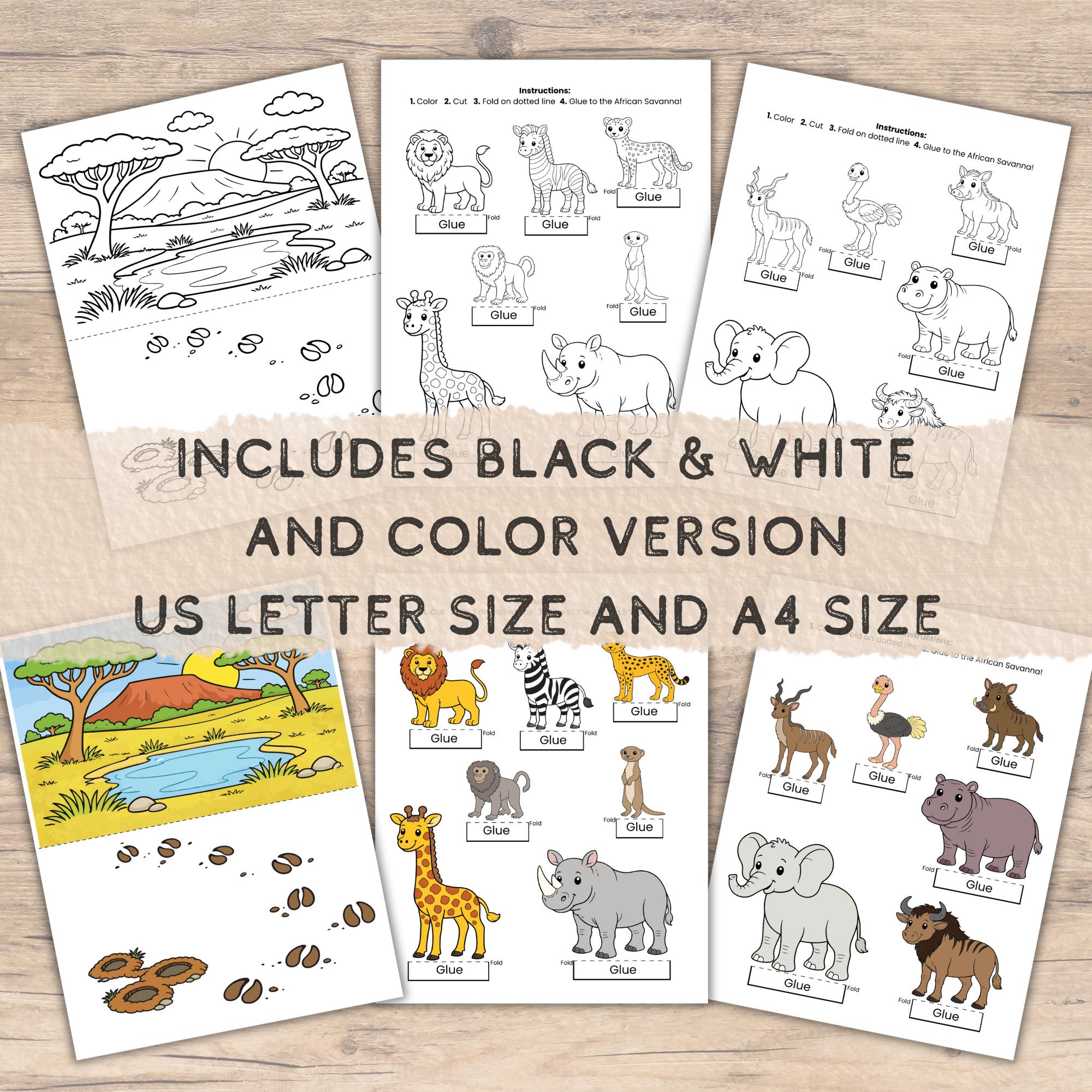 African Safari Pop up Craft for Kids | Savanna Animal Diorama Printable ...