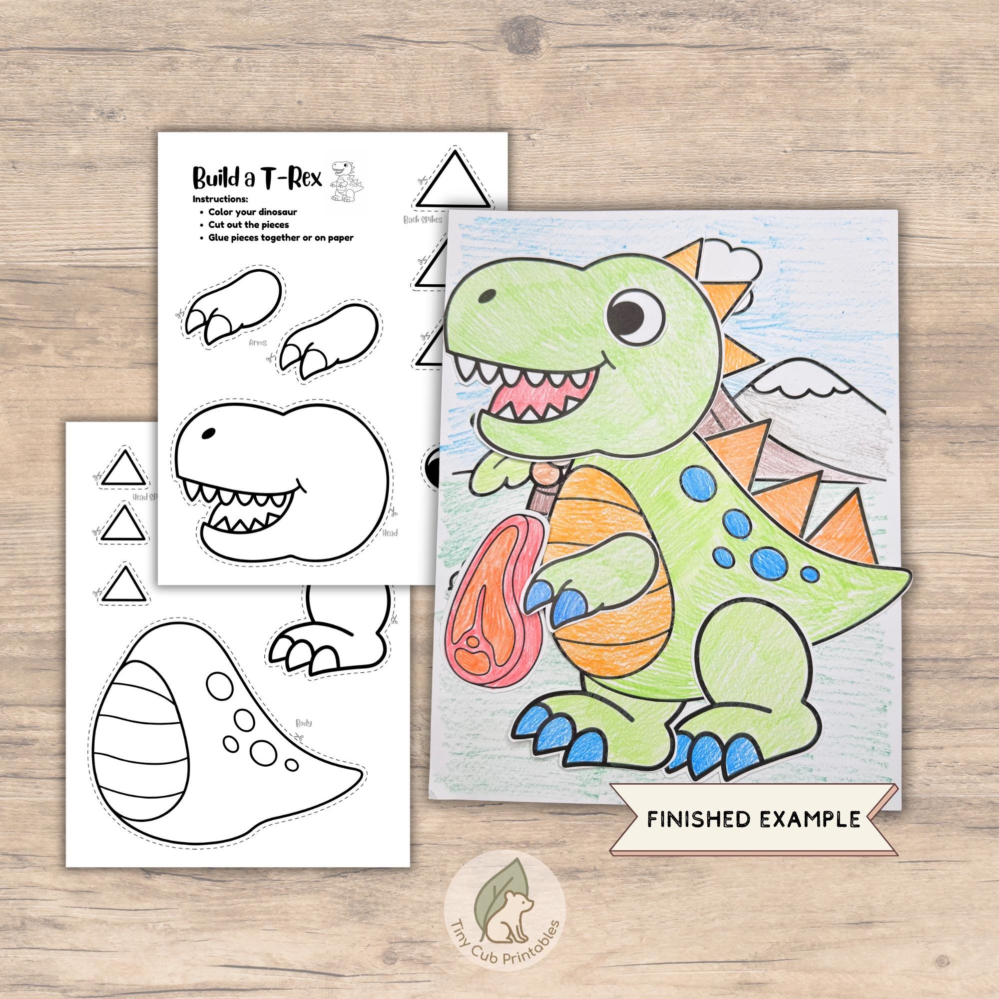 Dinosaur Cut and Paste Craft Bundle | Printable Dino Activities for ...