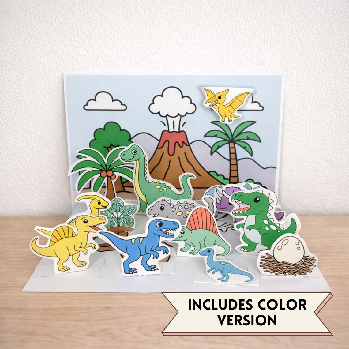 Cut and Paste Dinosaur Scene Craft | Dinosaur Activity for Kids ...