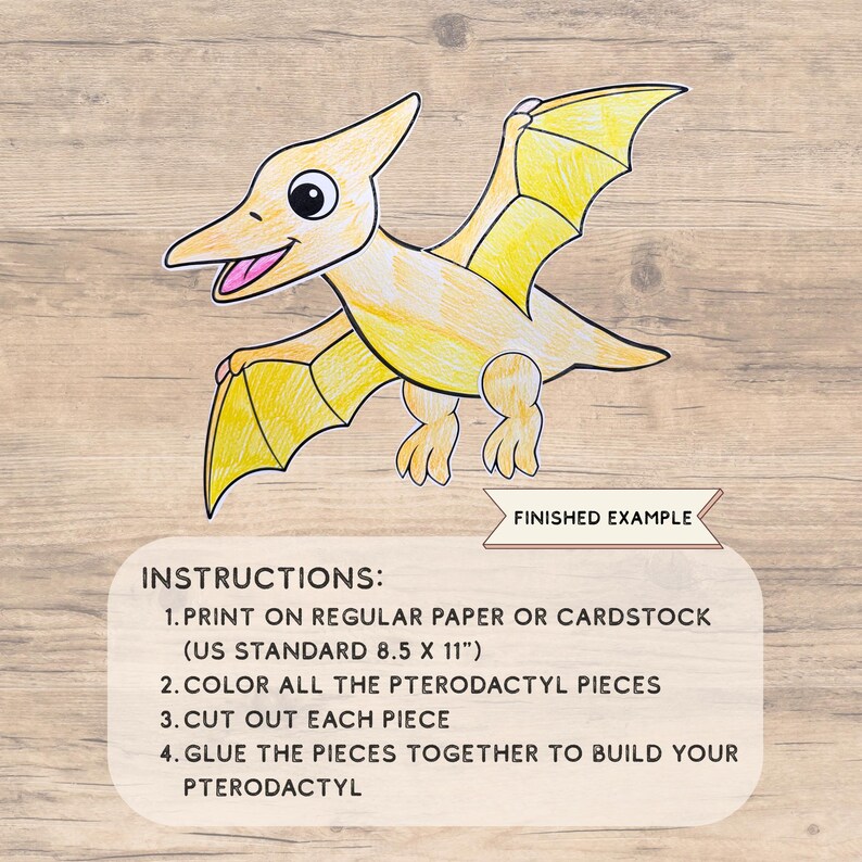 Pterodactyl Craft | Dinosaur Cut and Paste Activity (PDF) - Etsy