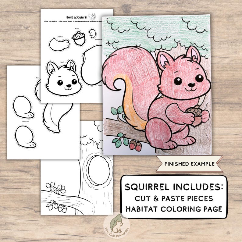 Woodland Animals Cut and Paste Craft Bundle for Kids | Printable ...