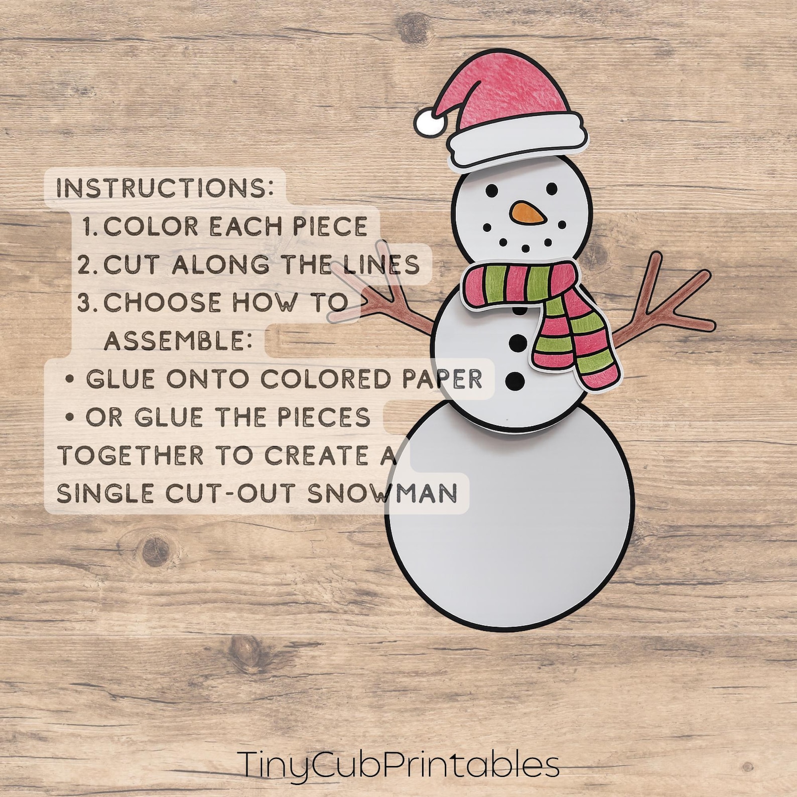 Cut & Paste Snowman Craft | Winter Kids Activity | Christmas Preschool ...