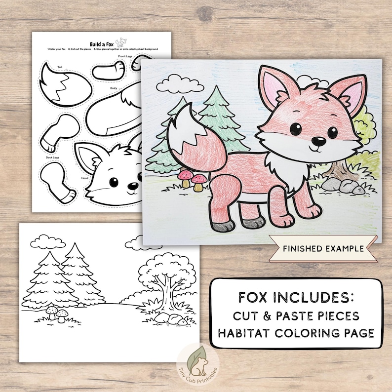 Woodland Animals Cut and Paste Craft Bundle for Kids | Printable ...