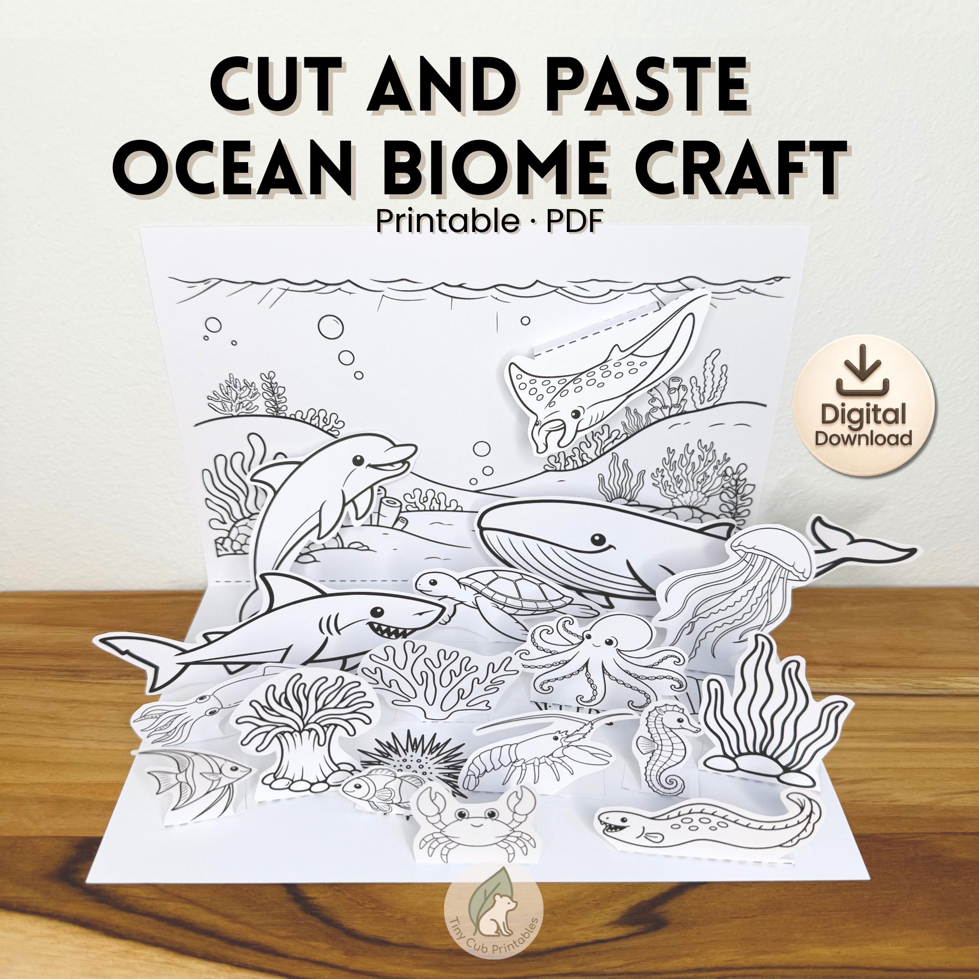 Ocean Biome Cut and Paste Craft | Ocean Animals Habitat Activity | Kids ...