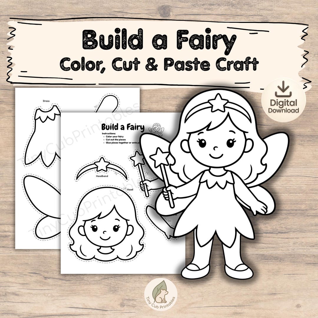 Build a Fairy Craft Printable | Color Cut and Paste Fairy Activity for ...