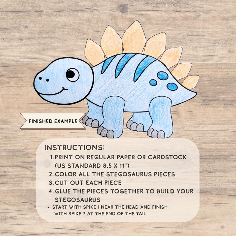 Stegosaurus Cut and Paste Craft | Dinosaur Activity | Color Cut Paste ...