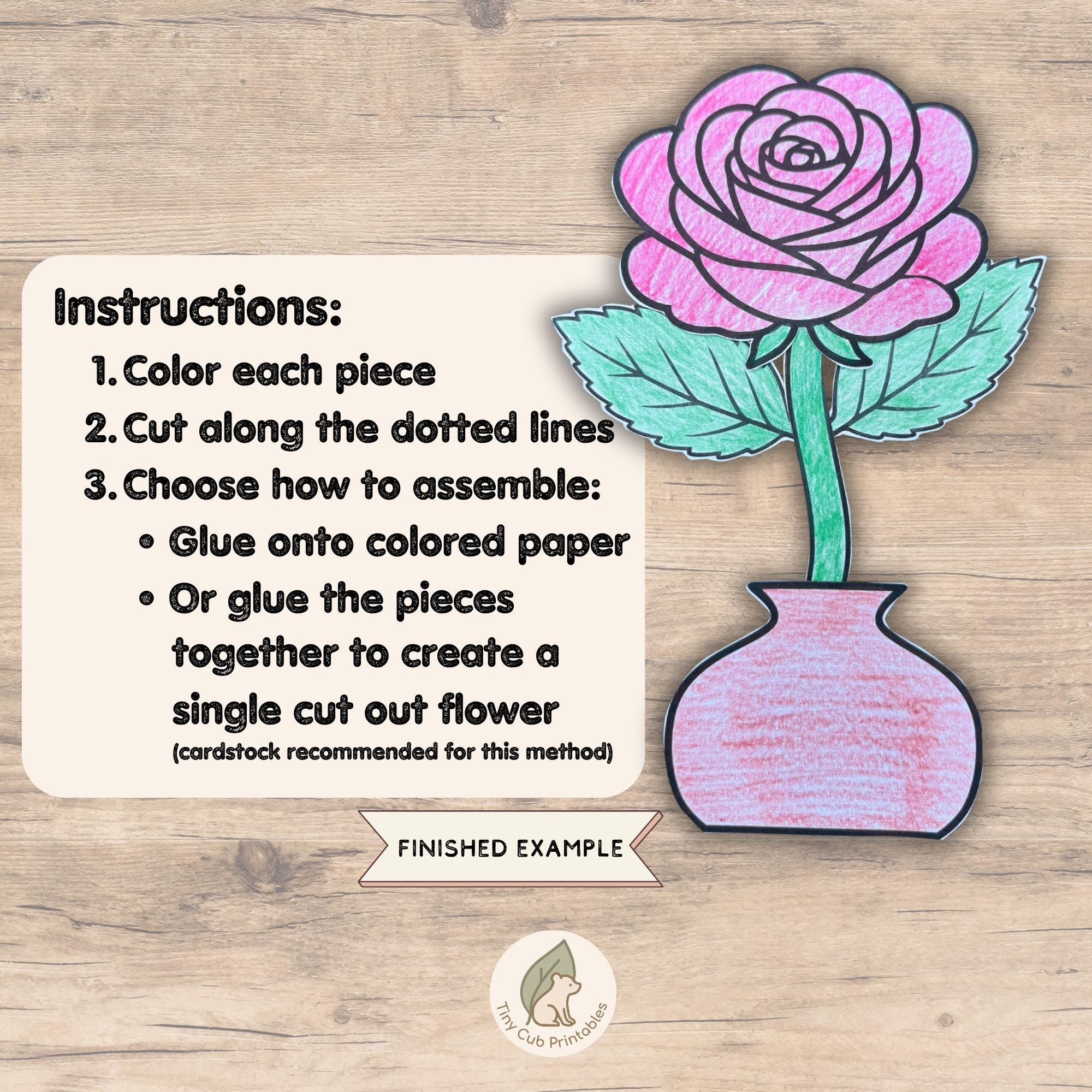 Rose Craft for Kids | Mother’s Day Flower Craft Printable | Cut and ...