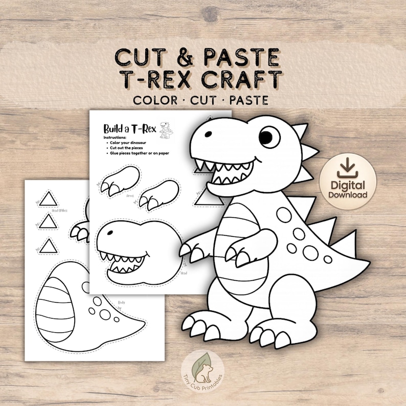Dinosaur Cut and Paste Craft | Build a Dinosaur | Printable Dino ...