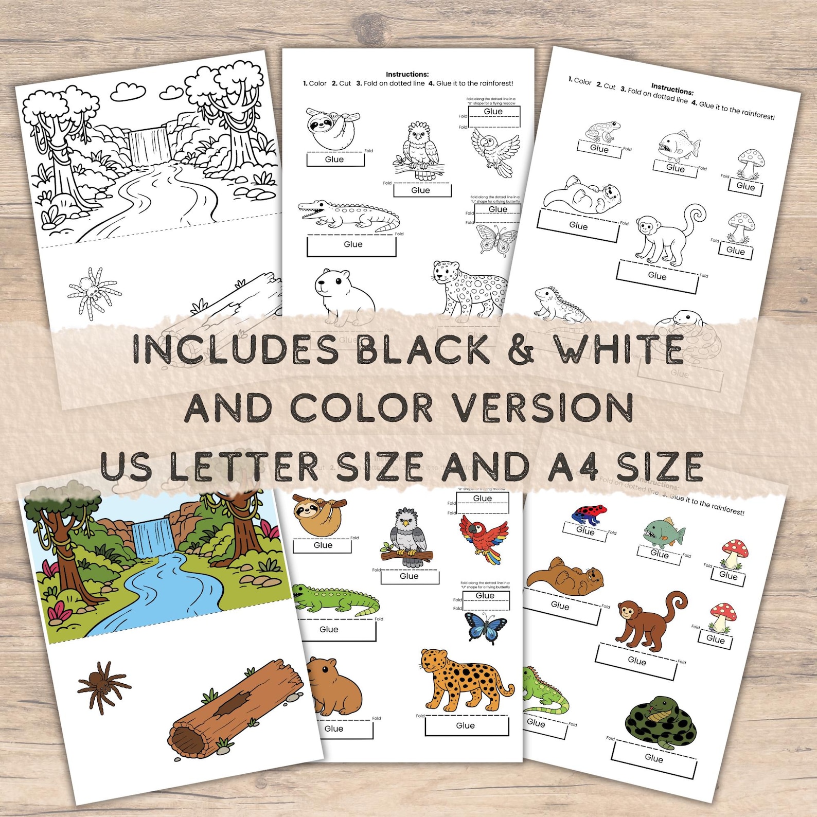 Rainforest Animals Cut and Paste Craft for Kids | Amazon Rainforest ...