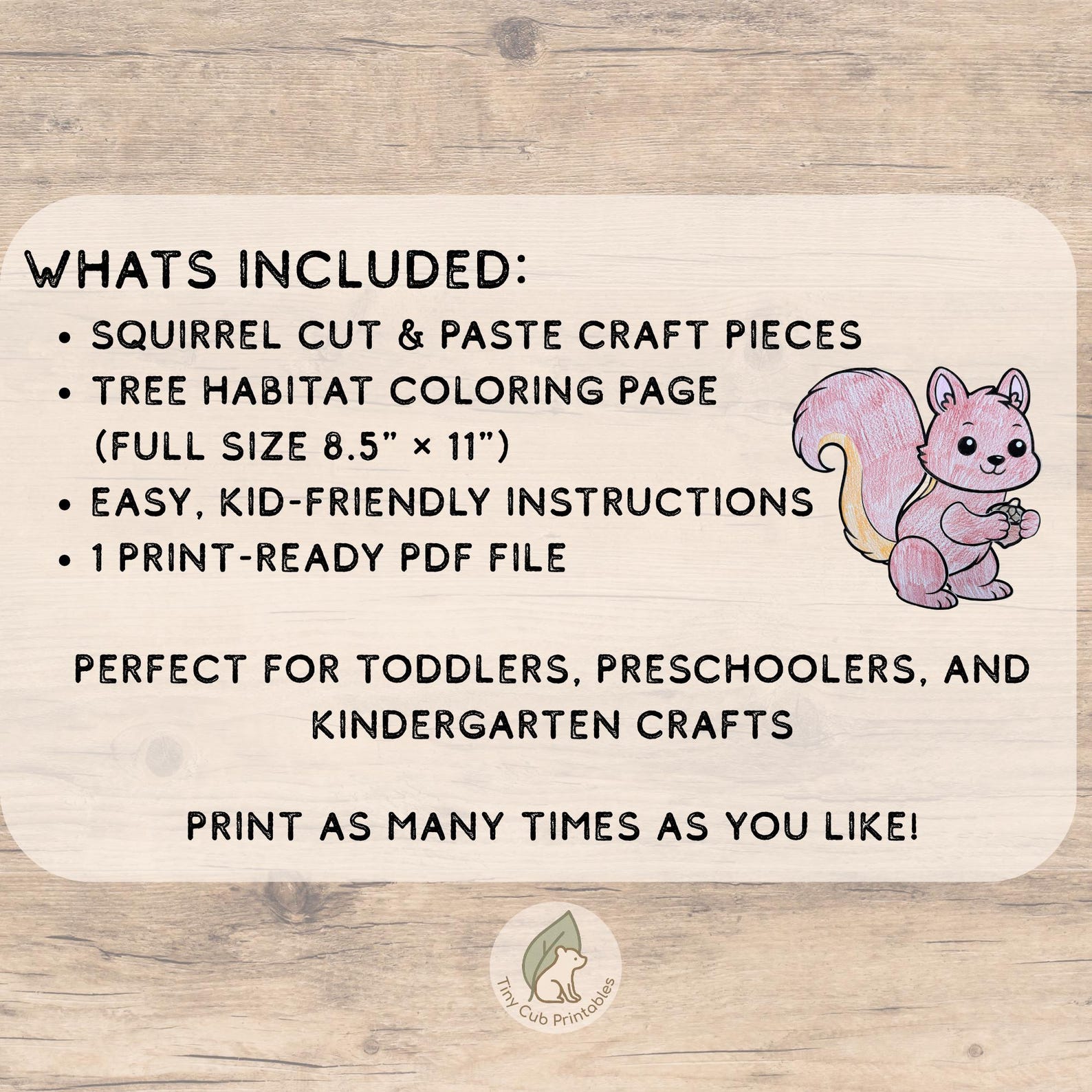Squirrel Cut and Paste Craft for Kids | Woodland Animal Printable ...