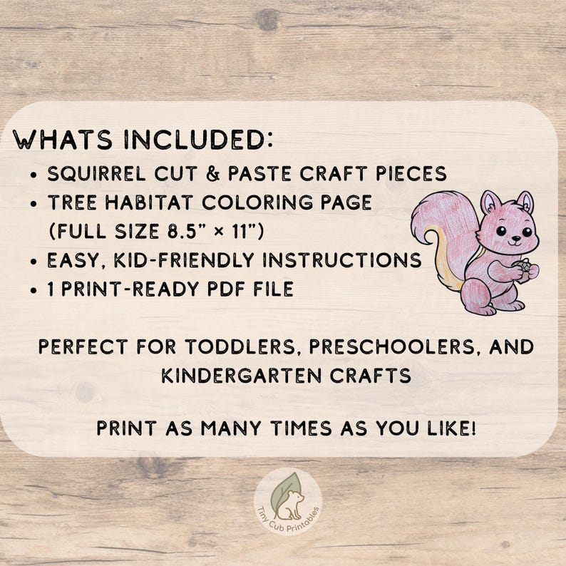 Squirrel Cut and Paste Craft for Kids | Woodland Animal Printable ...