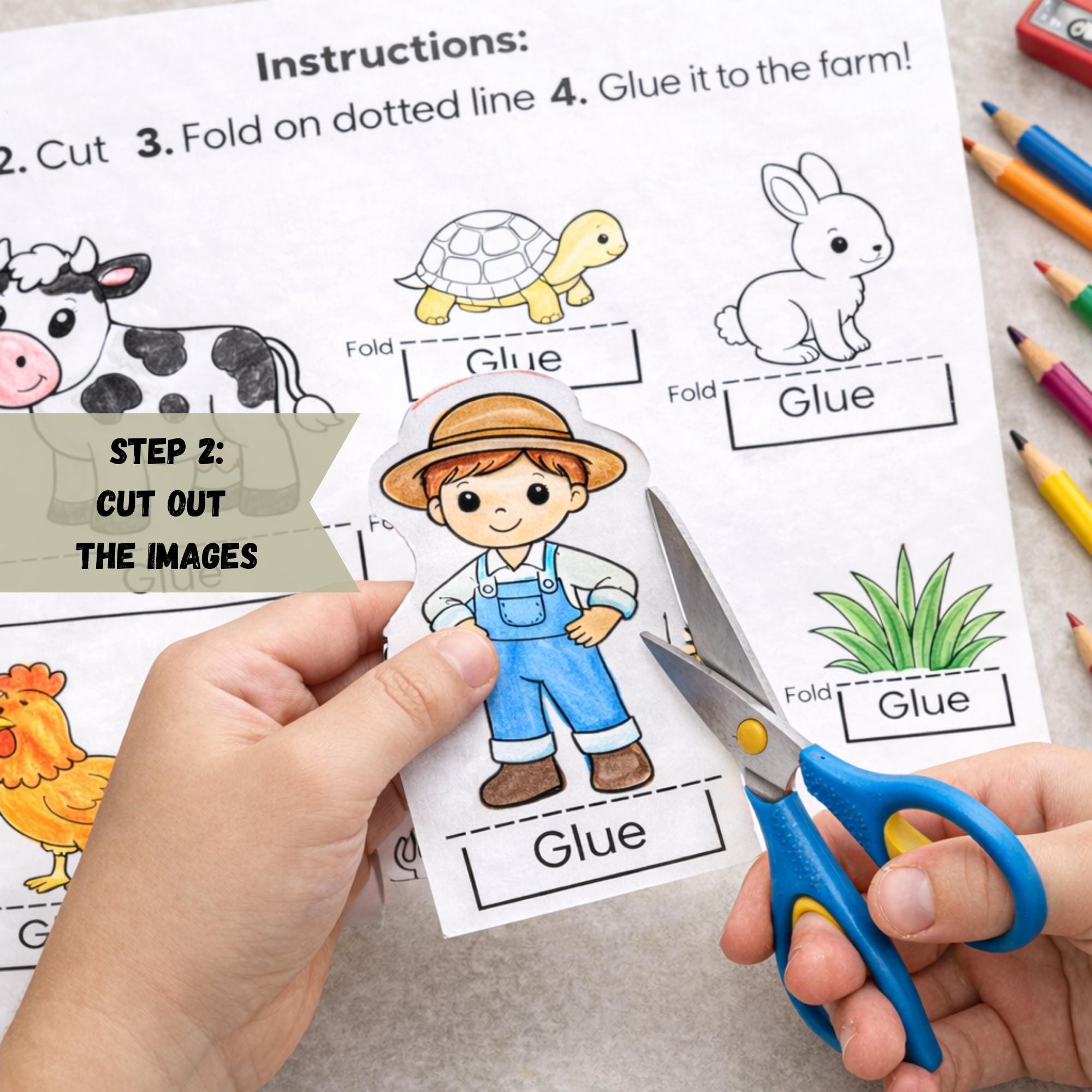 Build a Farm Cut and Paste Craft | Diorama Printable Activity (PDF ...