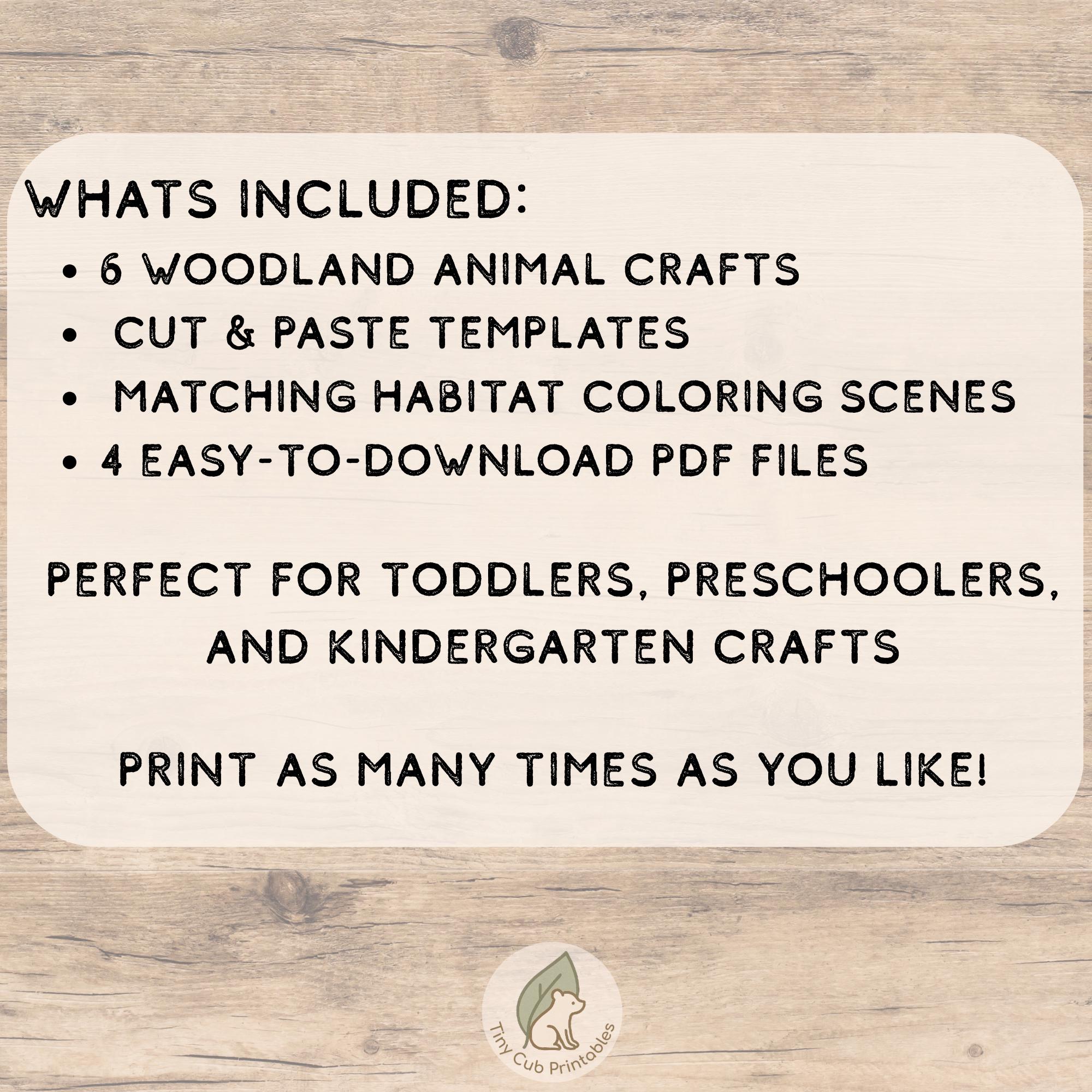Woodland Animals Cut and Paste Craft Bundle for Kids | Printable ...