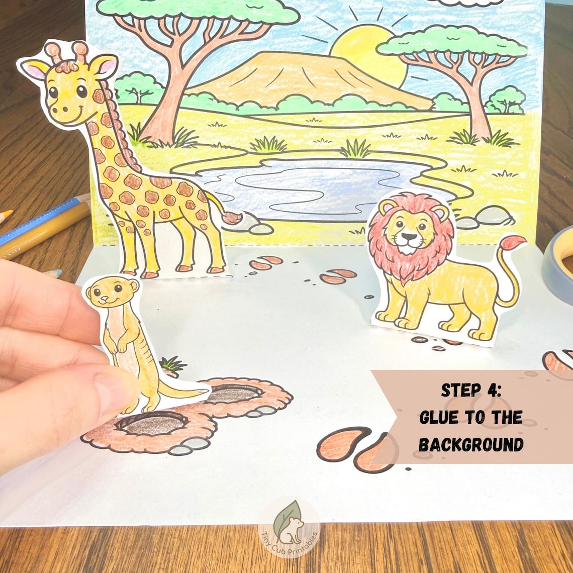 African Safari Pop up Craft for Kids | Savanna Animal Diorama Printable ...