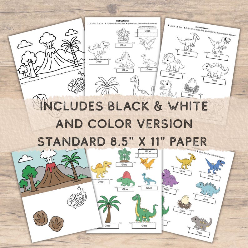 Cut and Paste Dinosaur Scene Craft | Dinosaur Activity for Kids ...