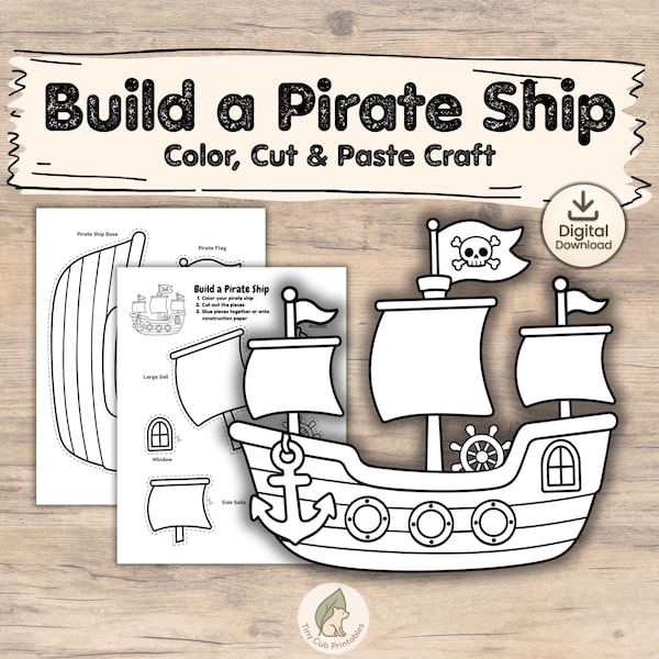 Pirate Ship Template - Etsy UK