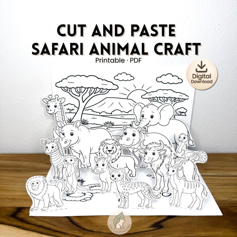 African Safari Pop up Craft for Kids | Savanna Animal Diorama Printable ...