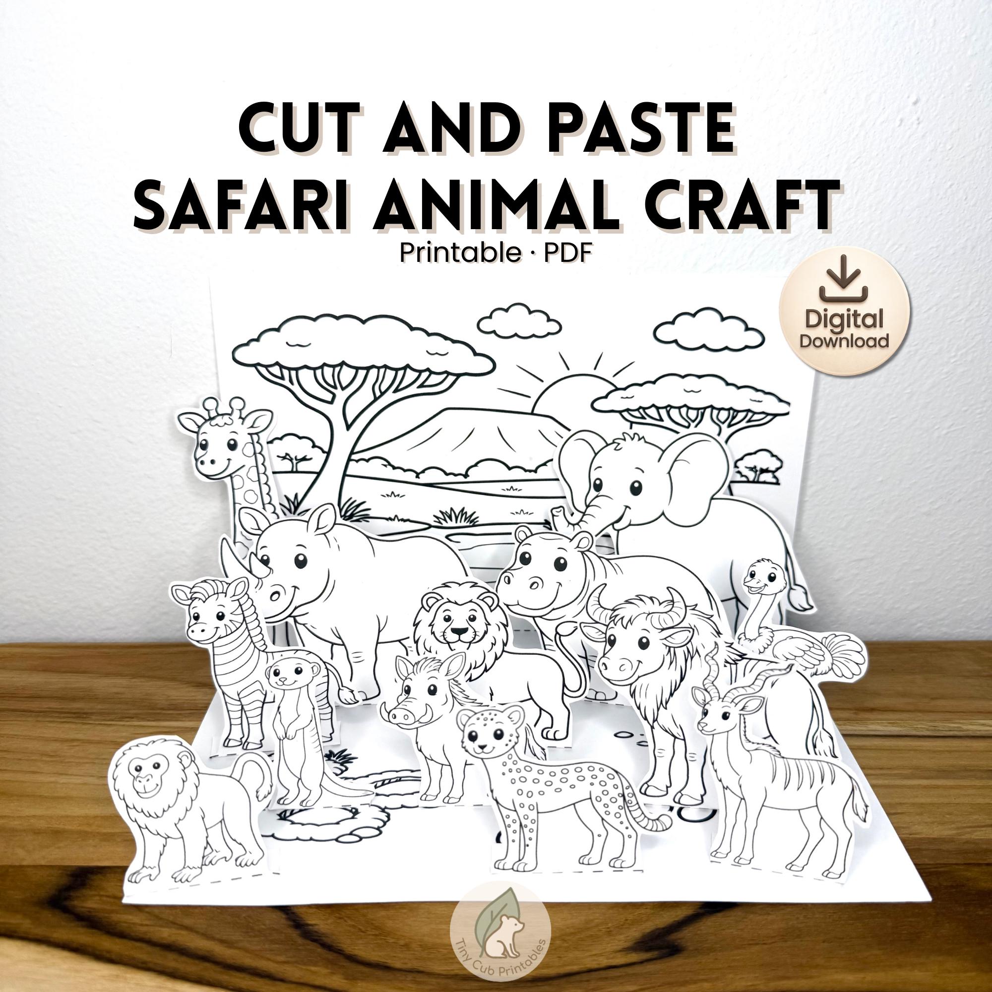 African Safari Pop up Craft for Kids | Savanna Animal Diorama Printable ...