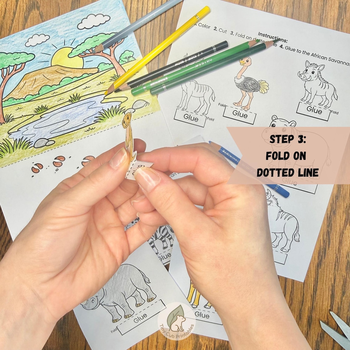 African Safari Pop up Craft for Kids | Savanna Animal Diorama Printable ...