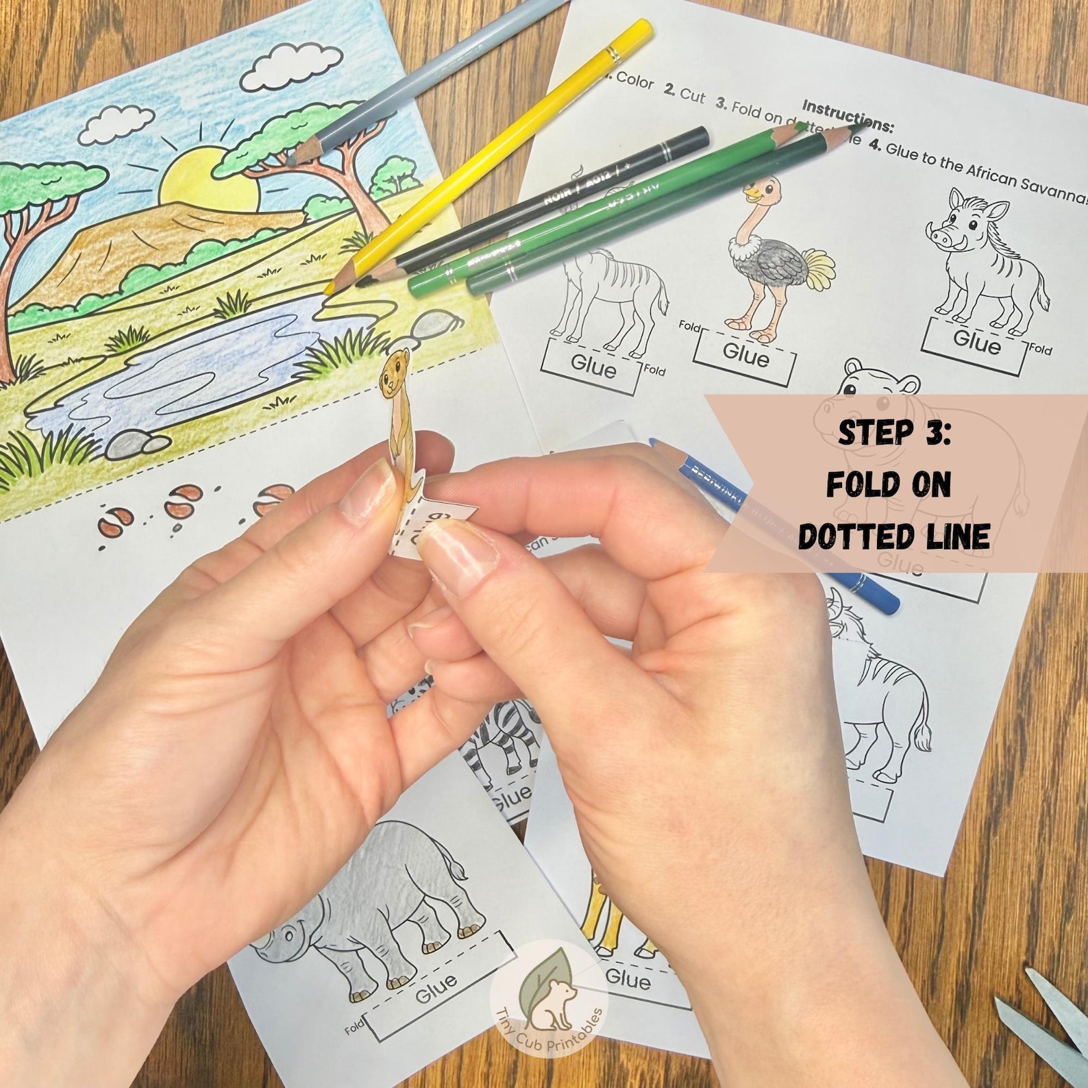 African Safari Pop up Craft for Kids | Savanna Animal Diorama Printable ...