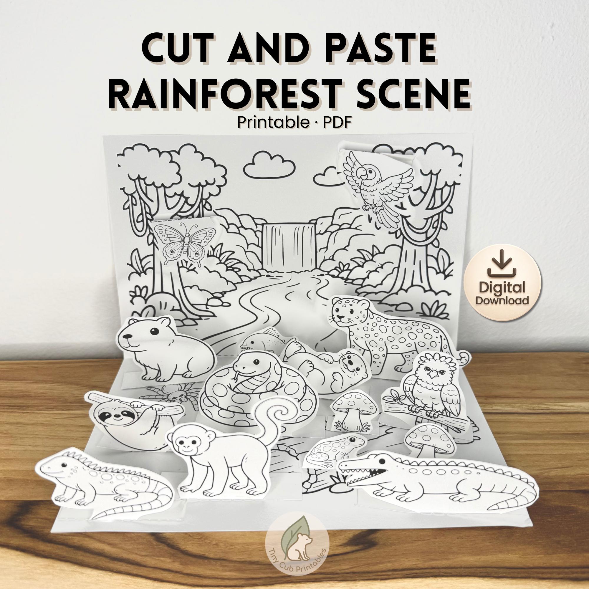 Rainforest Animals Cut and Paste Craft for Kids | Amazon Rainforest ...
