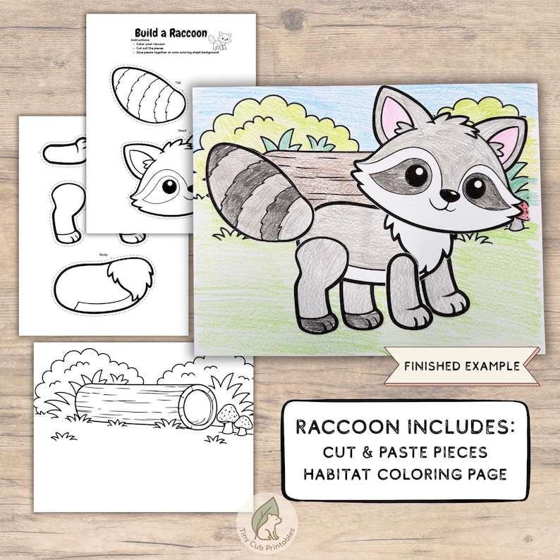 Woodland Animals Cut and Paste Craft Bundle for Kids | Printable ...