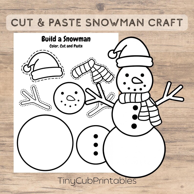 Cut & Paste Snowman Craft | Winter Kids Activity | Christmas Preschool ...