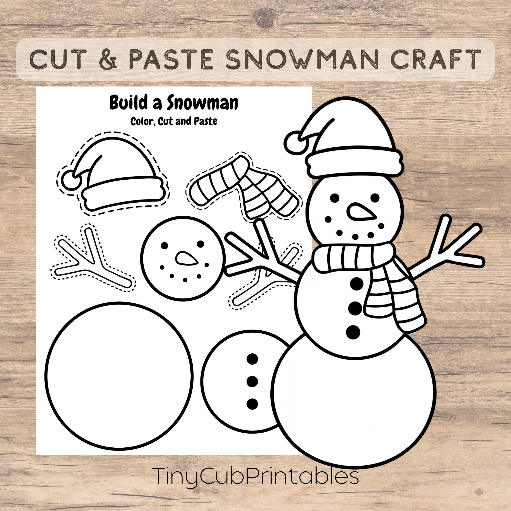Cut & Paste Snowman Craft | Winter Kids Activity | Christmas Preschool ...