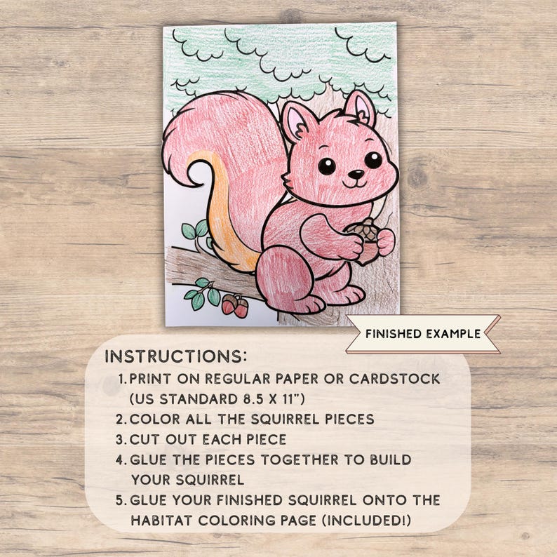Squirrel Cut and Paste Craft for Kids | Woodland Animal Printable ...
