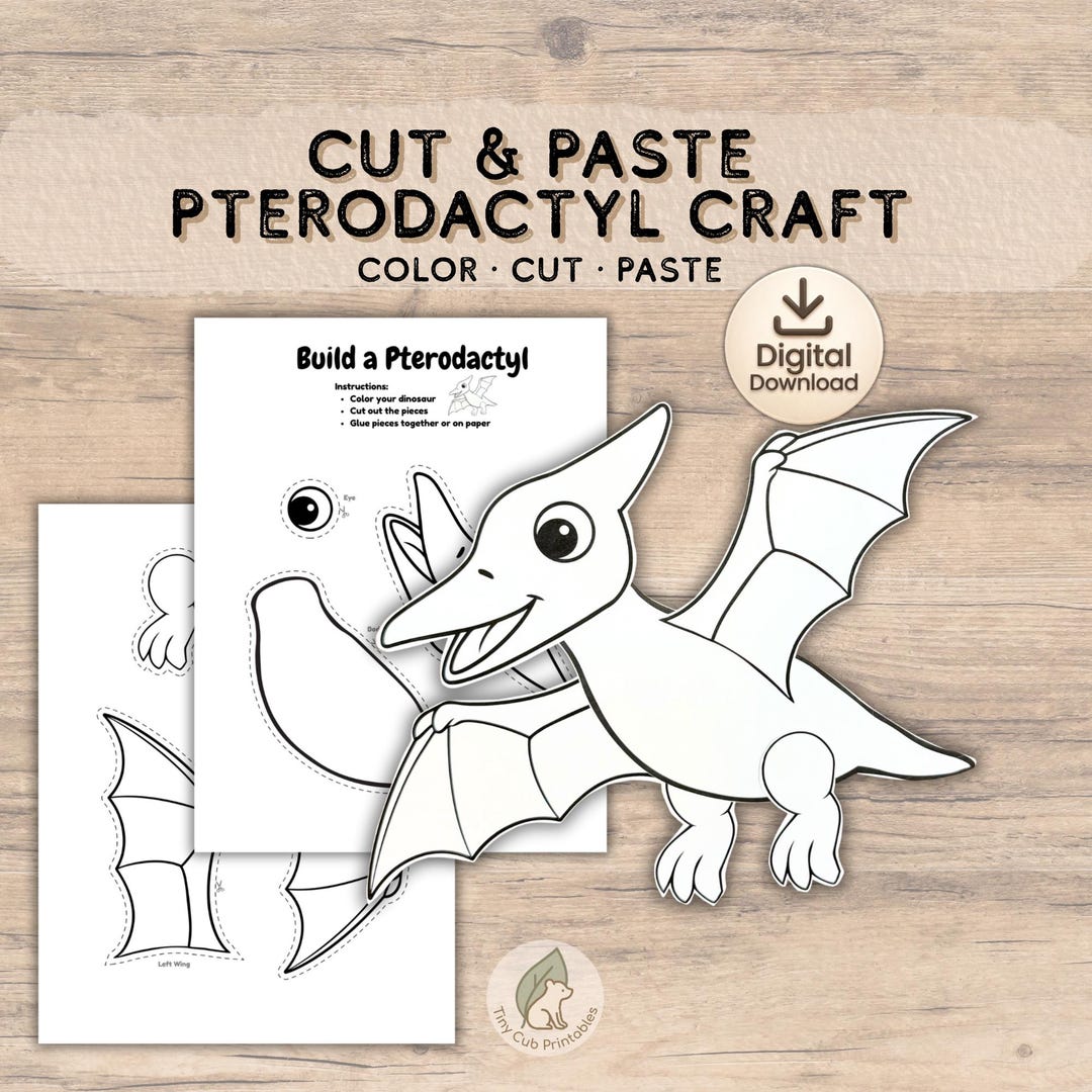 Pterodactyl Craft | Dinosaur Cut and Paste Activity (PDF) - Etsy