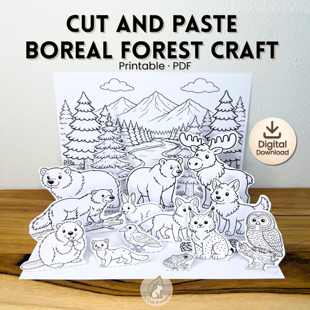 Cut and Paste Boreal Forest Craft | Taiga Biome Diorama | Forest ...