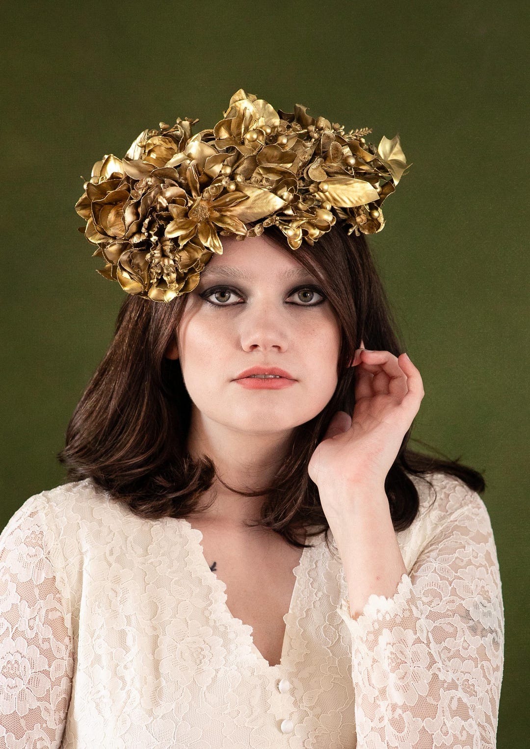 Gilded Goddess Crown – One of a Kind Gold Flower Headdress | Fantasy ...