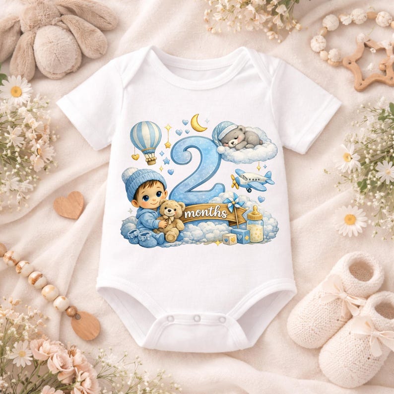 Blue Baby Boy 2-month Milestone – Photo Prop PNG (digital Download) - Etsy