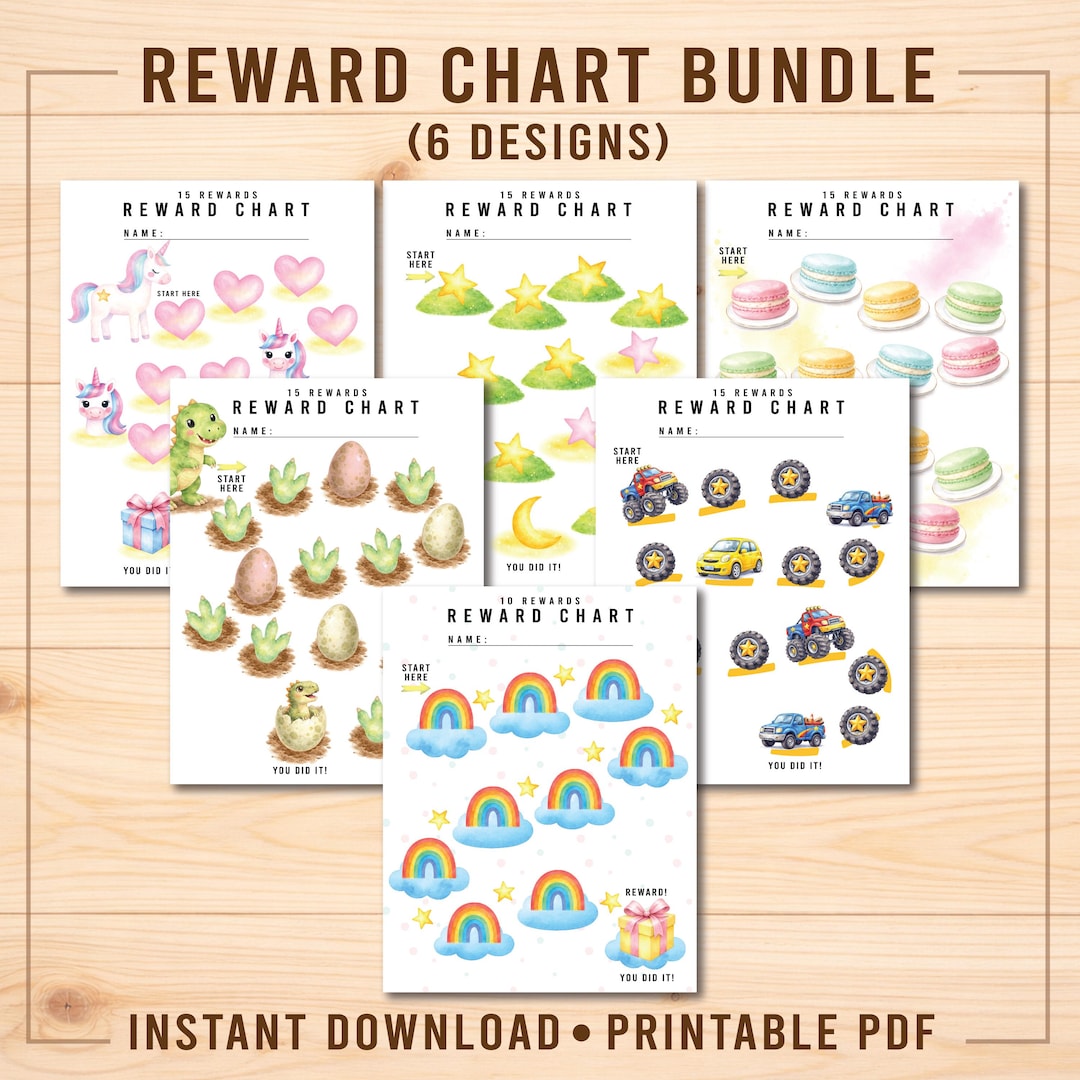 Reward Chart Bundle for Kids – Printable Behavior and Chore Charts, Cut ...