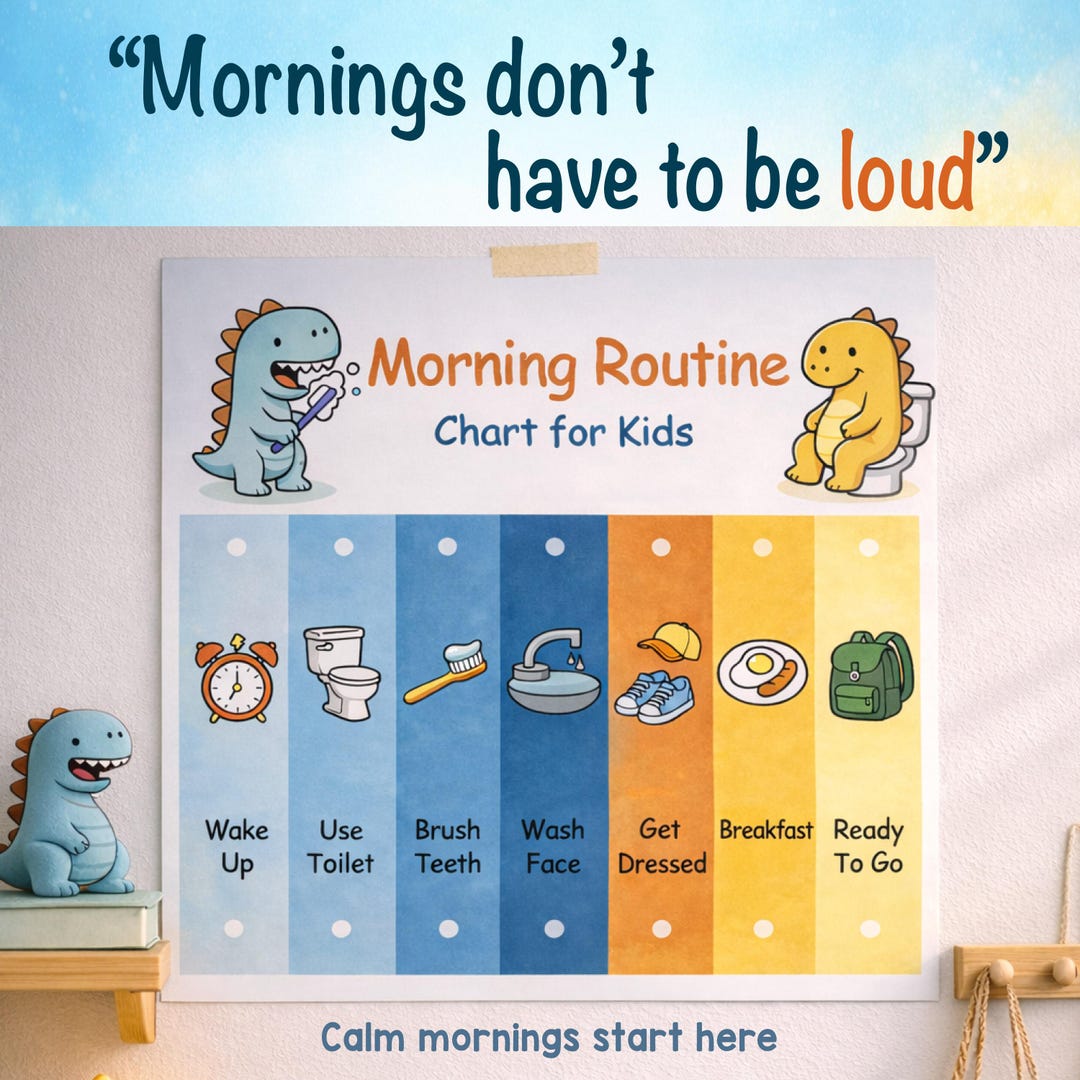 Dinosaur Morning Routine Chart for Kids | Printable Visual Schedule - Etsy