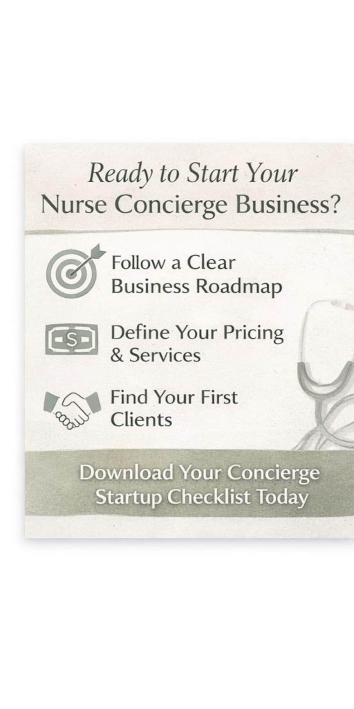 Nurse Concierge Startup Checklist | Editable Business Guide (PDF) - Etsy