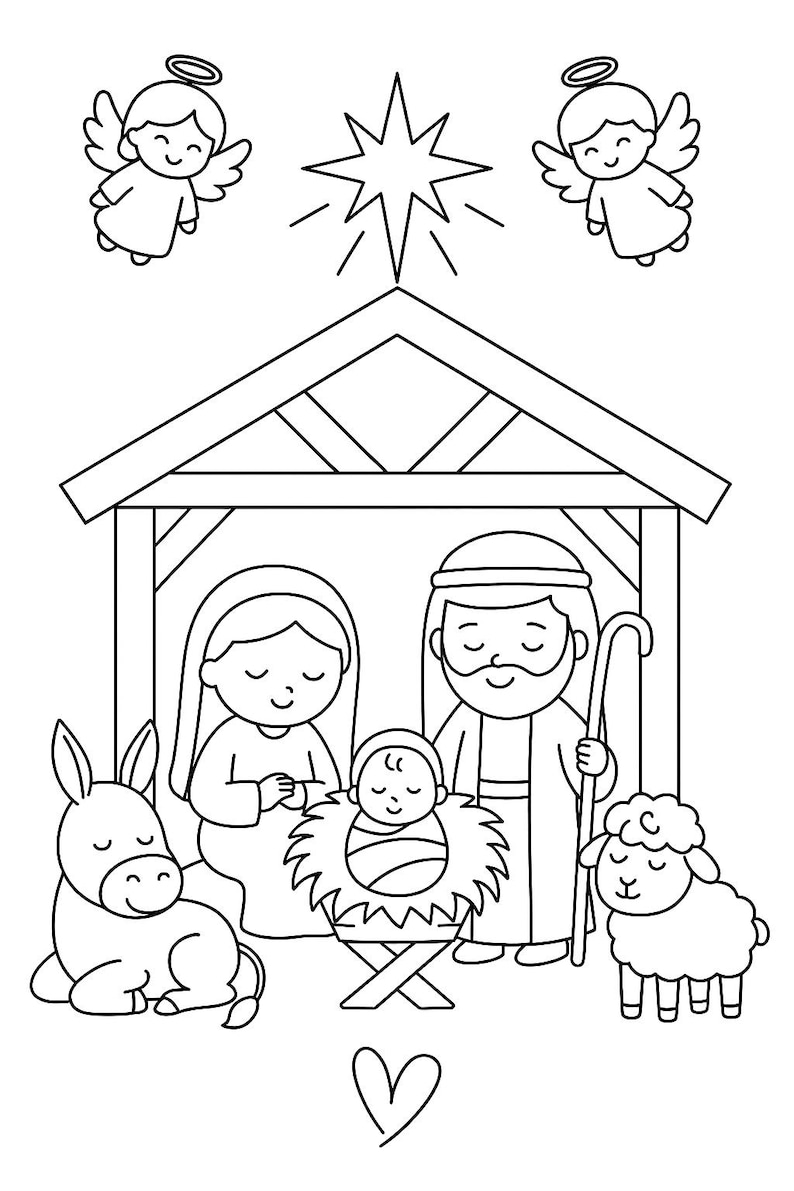 Pesebre Para Colorear Imprimible PDF A4 Y Letter | Nativity Coloring ...